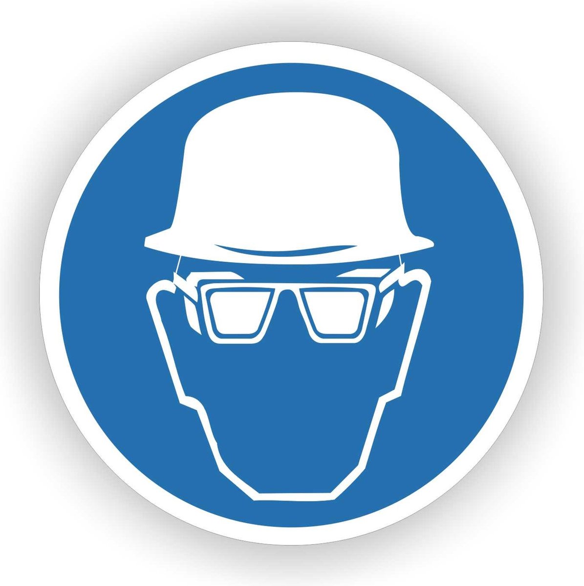 Veiligheid Helm en Bril verplicht pictogram sticker 20 cm. | bol.com
