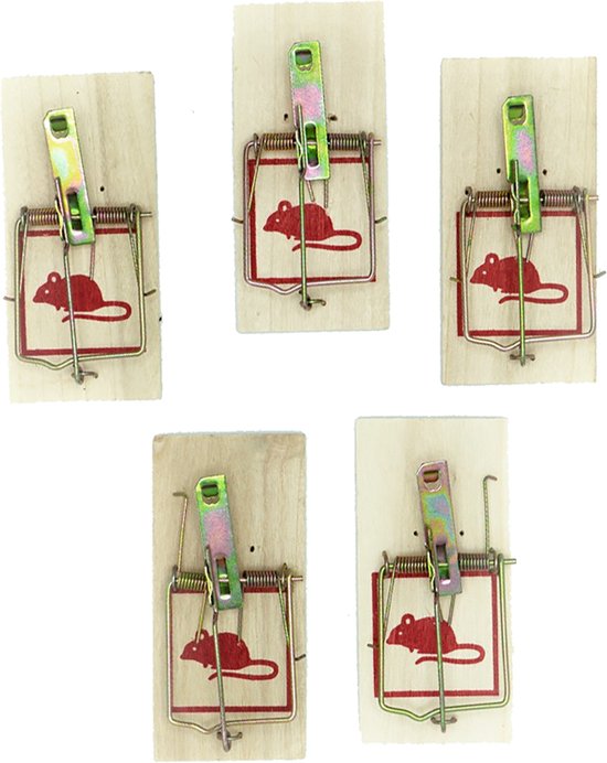 Houten Muizenval "Legno" set van 5 - Zeer sterke veer - Professionele ...