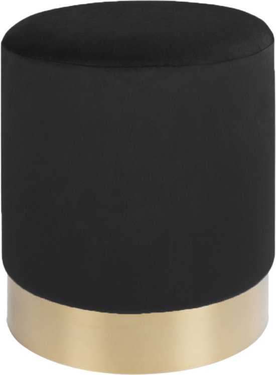 Old Inn - Gamby - Poef - Rond - Zwart - Velvet Fluweel - 34x43cm | bol.com