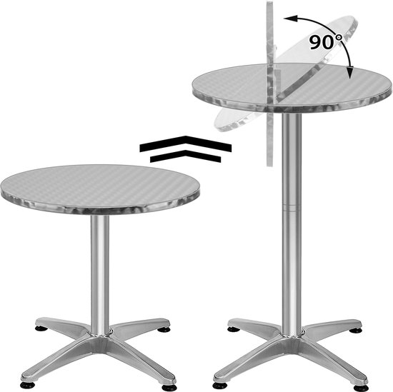 Statafel Set van 2 - Inklapbaar Verstelbaar 70-115cm - Ø 60cm Zilver | bol.com