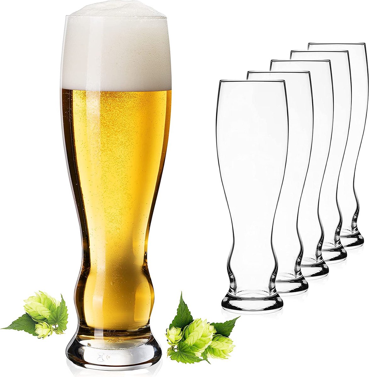 Hoge bierglazen 500 ml (max. 600 ml) set 6-delig tarweglazen van glas 0,5 l bierpocale... | bol