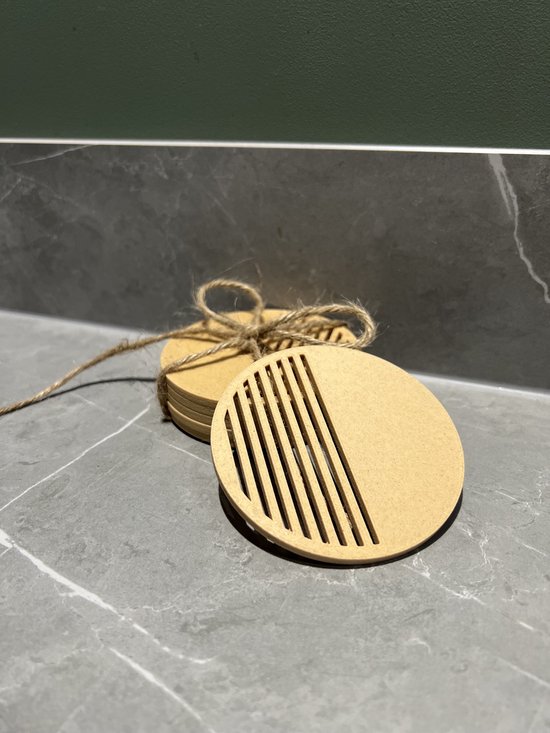 Houten Onderzetters - Set van 6 - Pine - 50/50 - Straight | bol