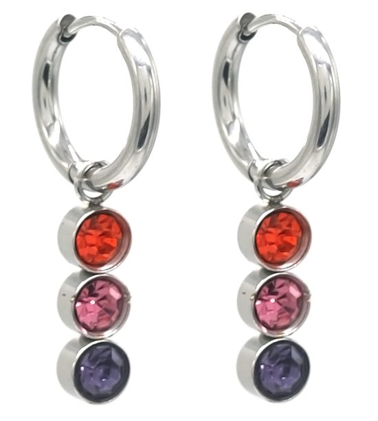 Oorbellen met Kralen - Oorringen - RVS - 1,2x2,4 cm - Zilverkleurig | bol