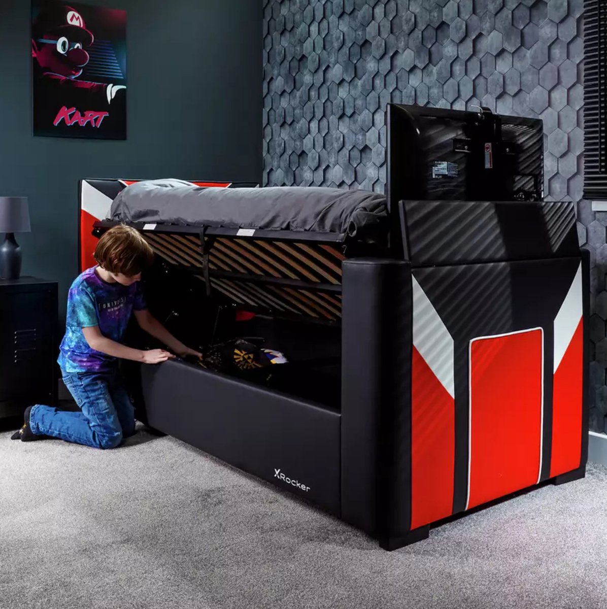 X Rocker - Cerberus Eenpersoons TV Bed met Hefmechanisme - Red | bol.com