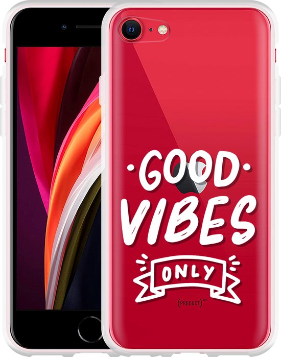 Cazy Hoesje geschikt voor iPhone SE 2020 - Good Vibes wit | bol