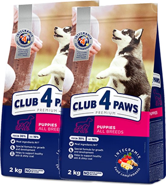 Club 4 Paws rijk aan kip Puppy all breeds 2 x 2 kg | bol