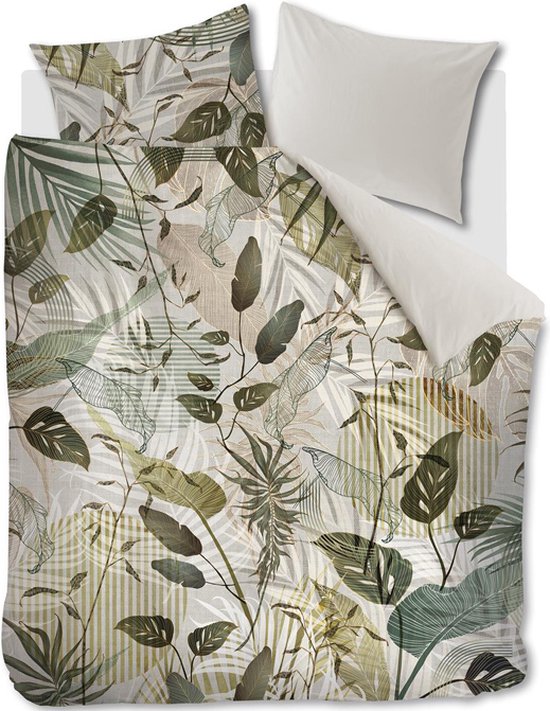 Riviera Maison RM Sunset Leafs green 200x200/220 - Katoen - Groen - 34 ...