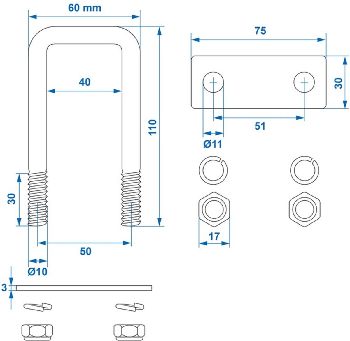Pro Plus U-Beugel - 40 x 110 mm - h.o.h. 50 mm - 2 stuks | bol