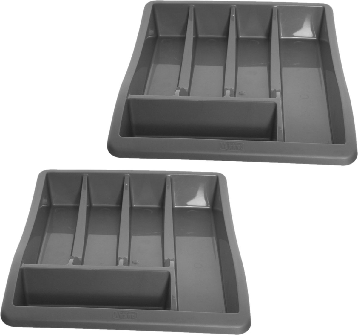 Whitefurze Bestekbak/keuken organizer - 2x - 5-vaks - Grijs - 30 x 38 x ...