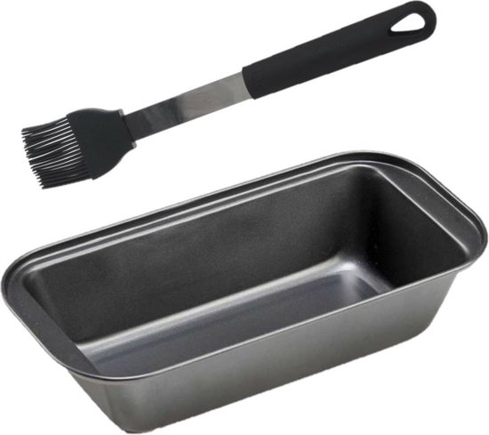Cake bakvorm/bakblik - anti-aanbak laag - 25 x 13 cm - incl. invetkwast ...
