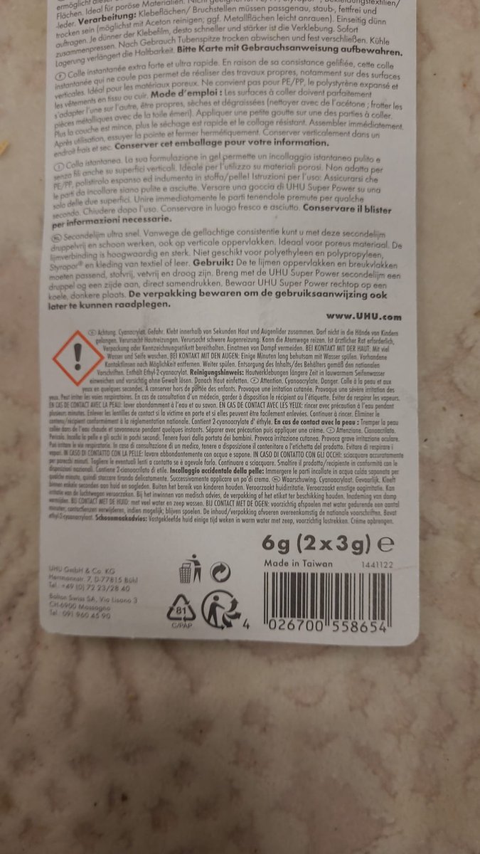 Uhu Super Power gel Secondelijm - Extreem sterk - Na korte tijd te ...