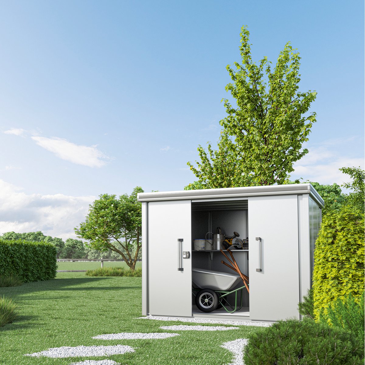 GFP Tuinschuur metalen tuinhuis 256x186x212 cm waterdicht schuurtje met ...