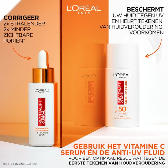 L’Oréal Paris Revitalift Clinical Anti-UV Fluid SPF 50 met Vitamine C ...