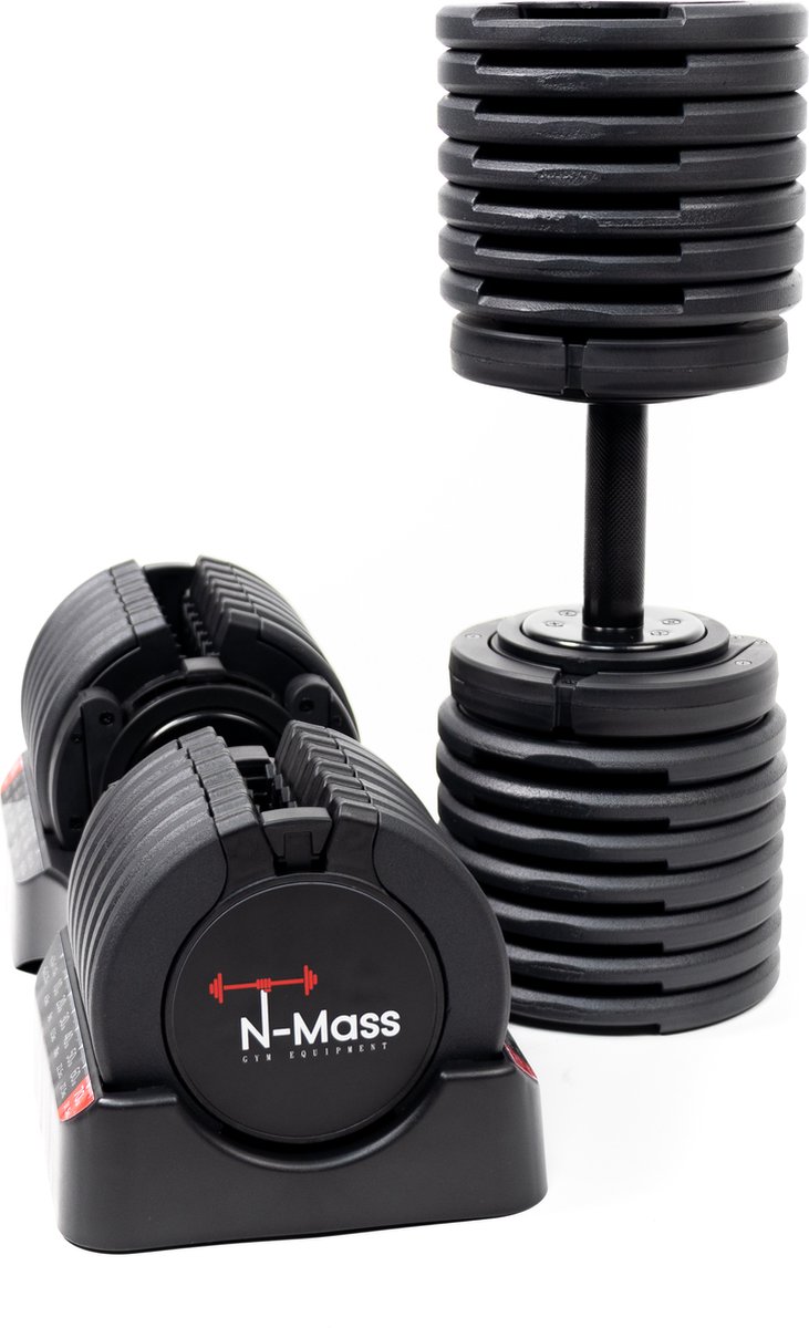 N Mass Verstelbare Dumbells Set - 34 kg Gewichten - Hoogwaardige ...