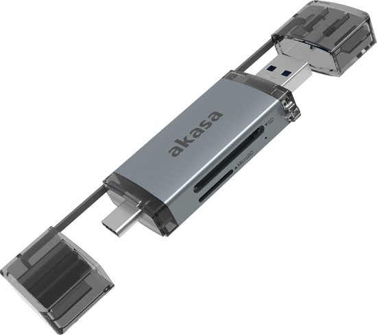 Akasa 2-In-1 USB 3.2 OTG Dual Card Reader | bol