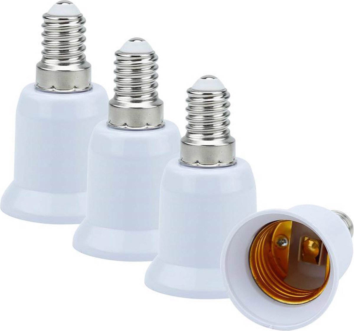 Intirilife E14 naar E27 lampvoet adapter in WIT - 4x lampadapter voor het omvormen van... | bol