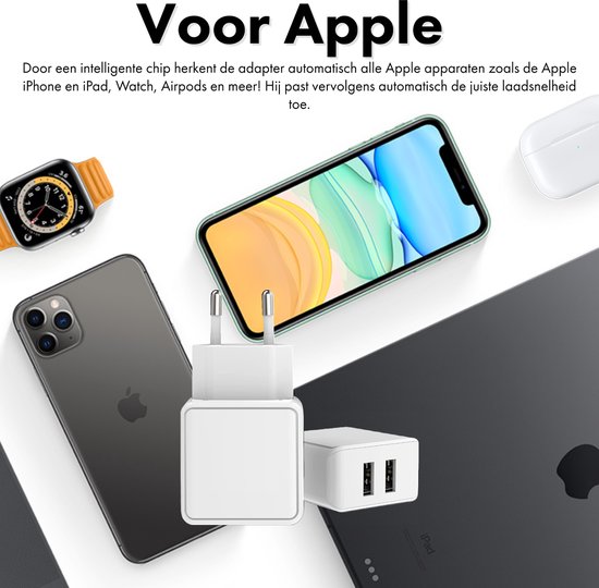 Adapter USB Stekker met 2 USB Poorten + 2x USB naar 8-PIN Kabel ...