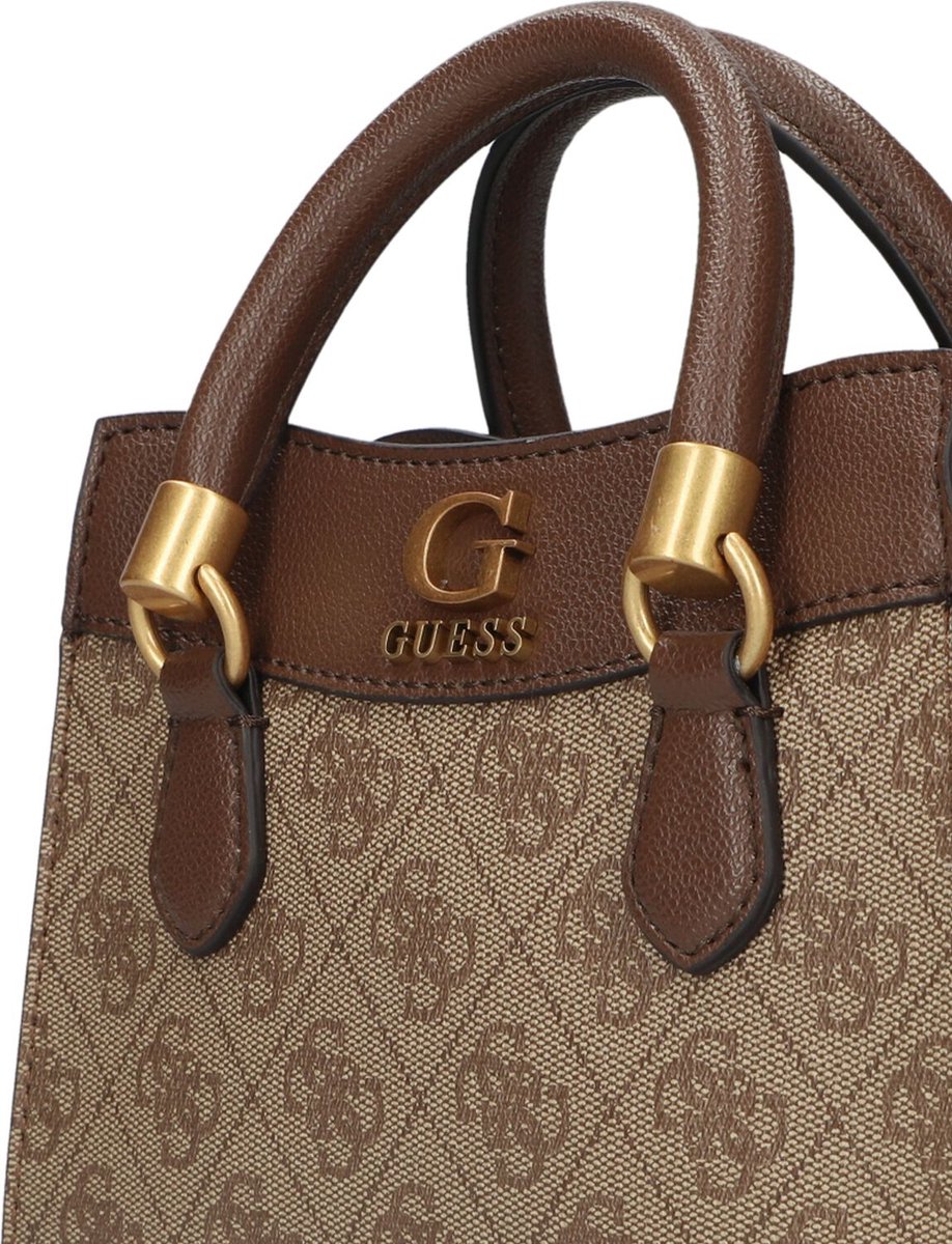 Guess Nell Logo Mini Satchel Handtassen Dames - Bruin - Maat ONESIZE ...
