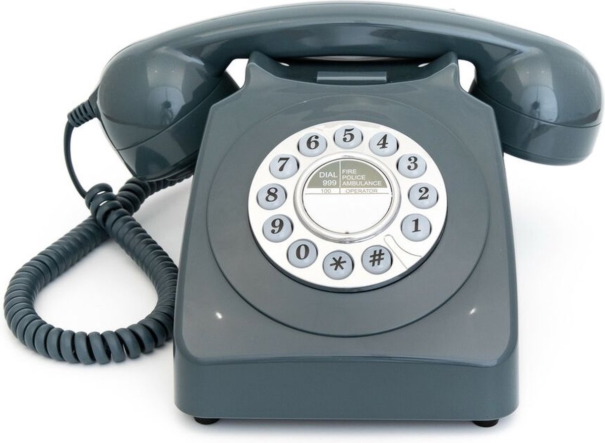 Gpo 746 Retro Klassieke Vaste Telefoon Met Druktoetsen Grijs Bol