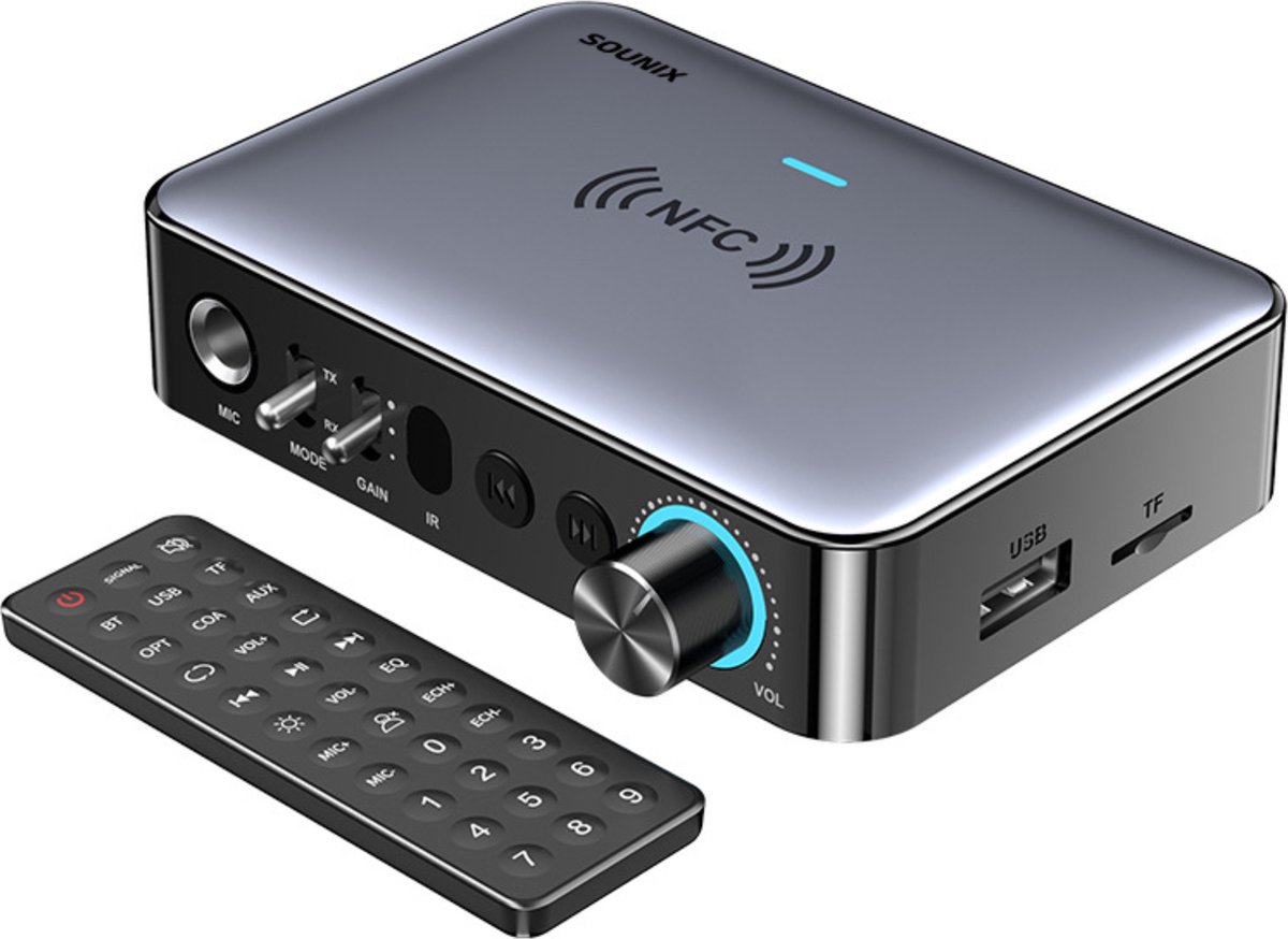 Sounix Bluetooth Transmitter & Receiver 2 in 1 - BT 5.1 - NFC Chip - 3.5mm... | bol.com