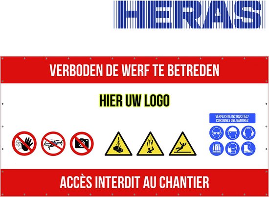 Heras werfhek doek | Model 1 | 335 x 175 cm | + jouw logo | Veiligheid ...