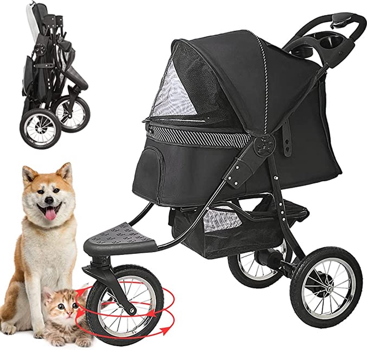 Hondenwagen / Pet stroller, foldable -meet wielen, huisdier ...