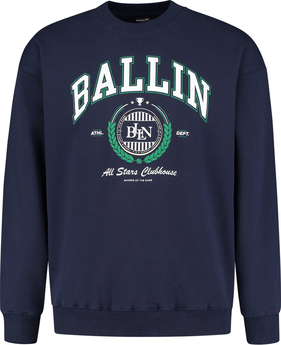 Ballin Amsterdam - Heren Relaxed Fit Sweater - Blauw - Maat M | bol.com