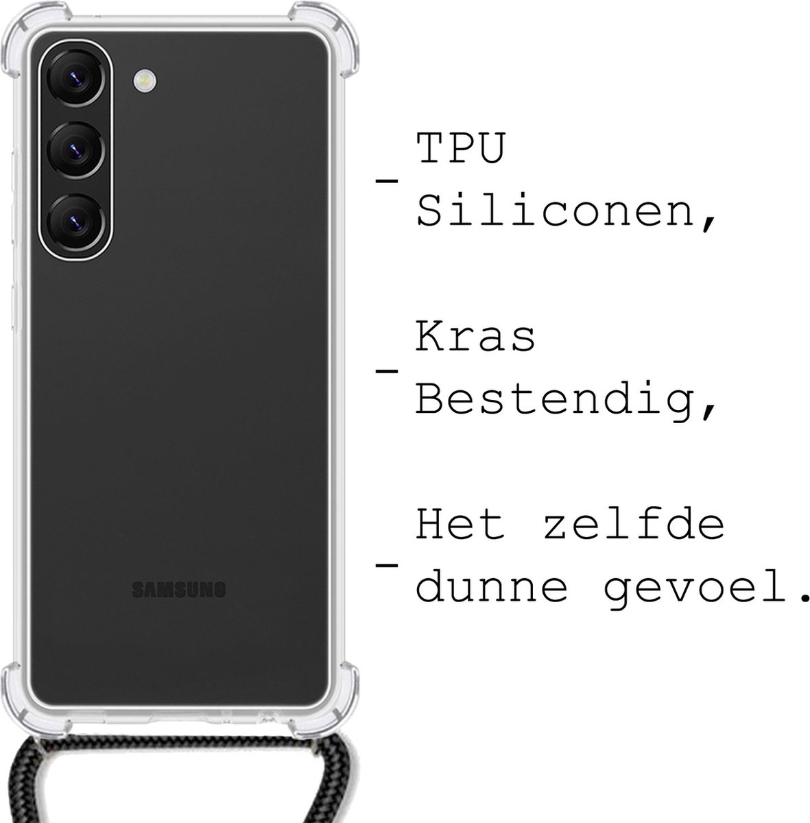 Samsung Galaxy S23 Hoesje Shock Proof Case Met Koord Transparant Shock Hoes Met Koord... | bol.com