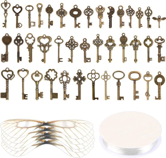 40st Vintage Skeleton Key Flying Key Charms | bol