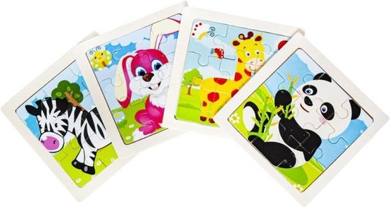 Educatief houten puzzel 4 stuks voor peuters, de houten puzzel heeft 4 ...