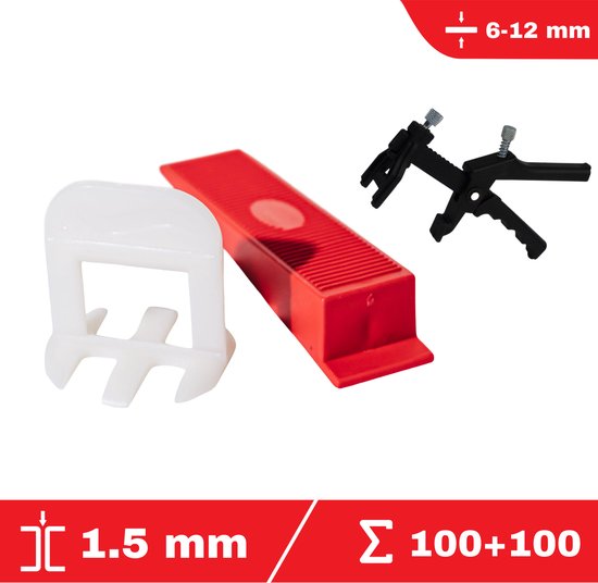 Clip-it Starter kit 1.5 mm - 100 clips + 100 keggen + 1 leveling tang ...