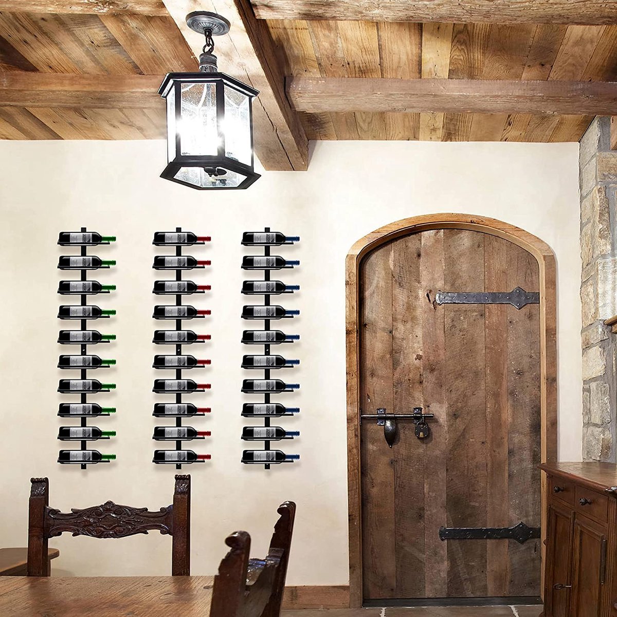 Wijnrek flessenhouder flessenrek opbergrek voor de muur van metaal 10 ...