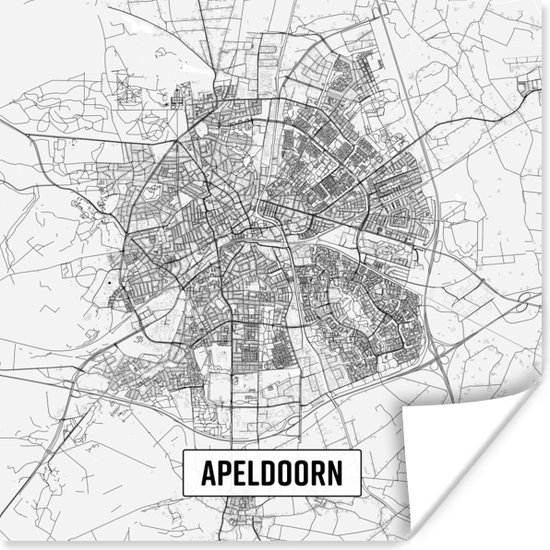 Poster Stadskaart Apeldoorn - 50x50 cm - Plattegrond | bol