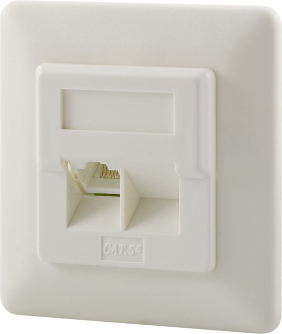 DELTACO VR-14, Wandcontactdoos - UTP - 1x RJ45 - Cat5e - inbouw - wit ...