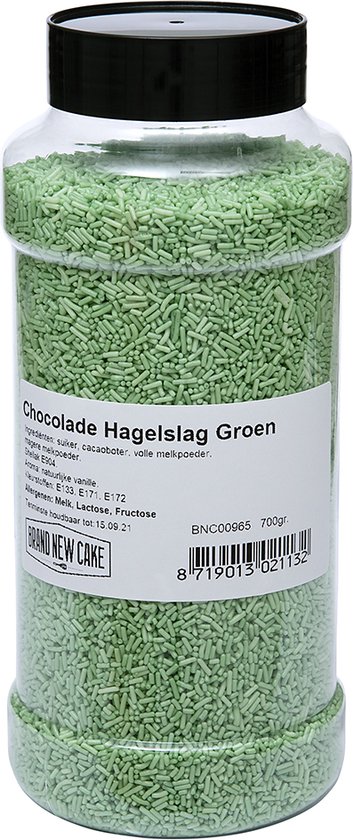 BrandNewCake® Chocolade Hagelslag Groen 700gr - Hagelslag Strooibus ...