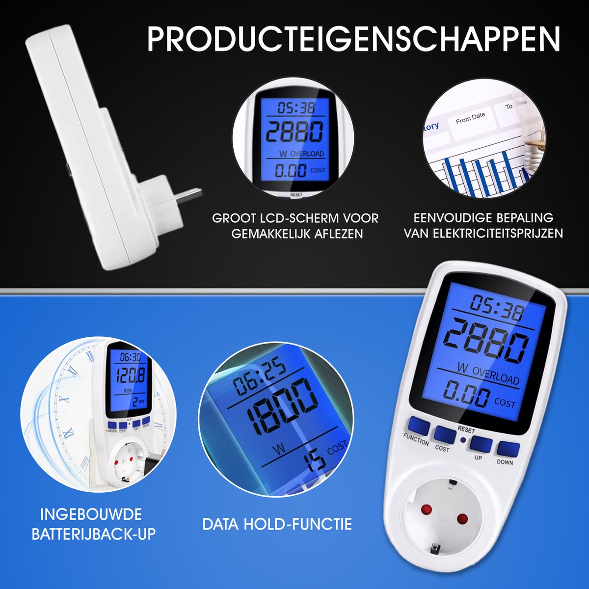 RebiGoods Energiemeter - Elektriciteitsmeter - Verbruiksmeter ...