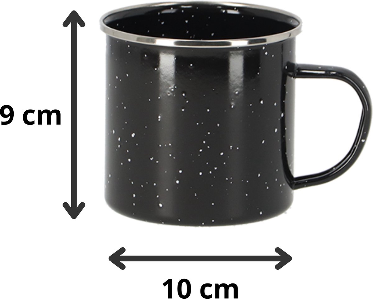 3BMT Emaille Mok - Zwart - Set van 2 - perfect voor Camping, Outdoor en ...