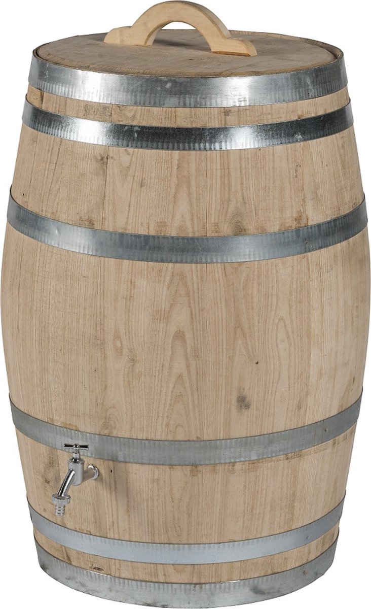 Regenton "naturel" 150 L. incl. kraan, los deksel, handvat en gat voor ...