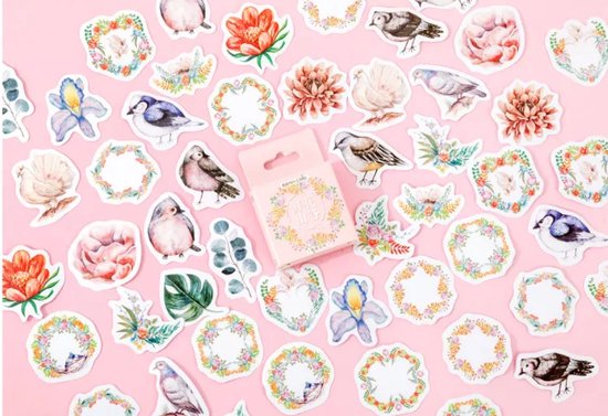 46 Romantische Stickers - E088 - Romantische Plaatjes, Kransen, Bloemen ...