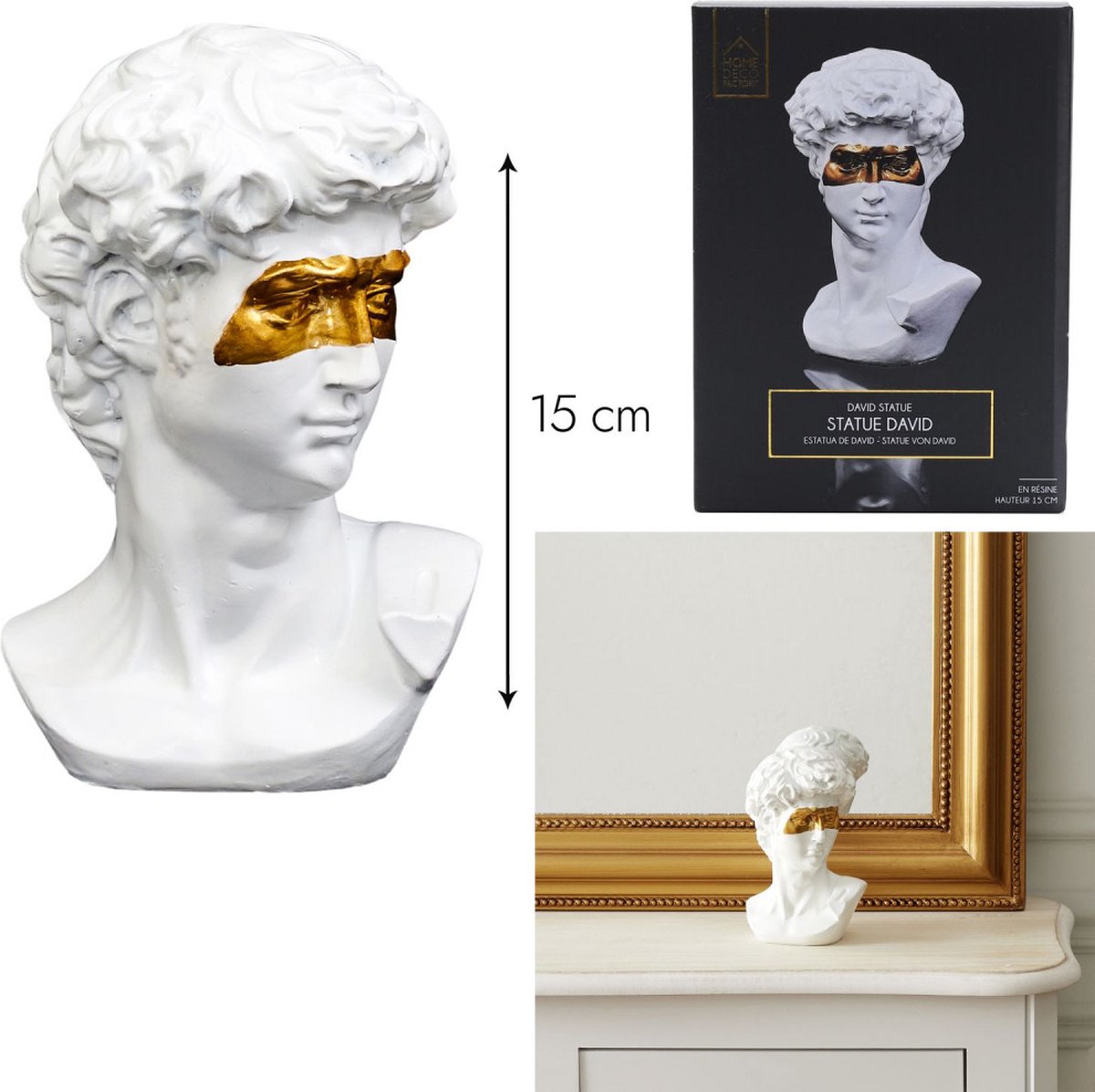 Beeldje David - standbeeld - sculptuur - huisdecoratie - wit goud | bol.com