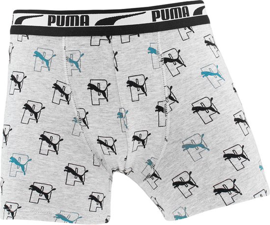 PUMA jongens everyday 2P boxers logo & initial groen & grijs - 146/152 ...