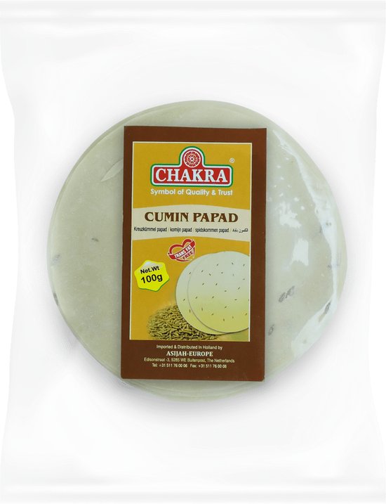 Chakra - Komijn Papads - Cumin Papad - Papadums - Appalam - 3x 100 g | bol