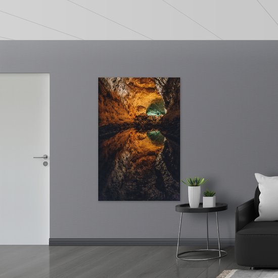 PVC Schuimplaat- Weerspiegeling Grot in het Water - 100x150 cm Foto op ...