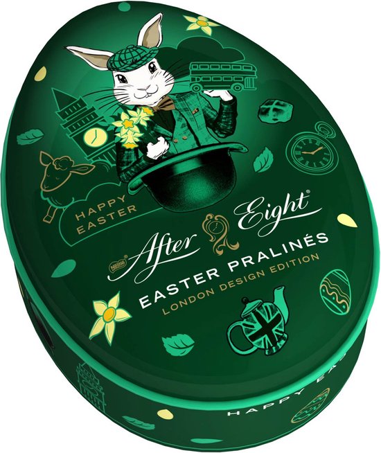 After Eight London Edition Paas Pralinés in eivormig metalen blik | bol