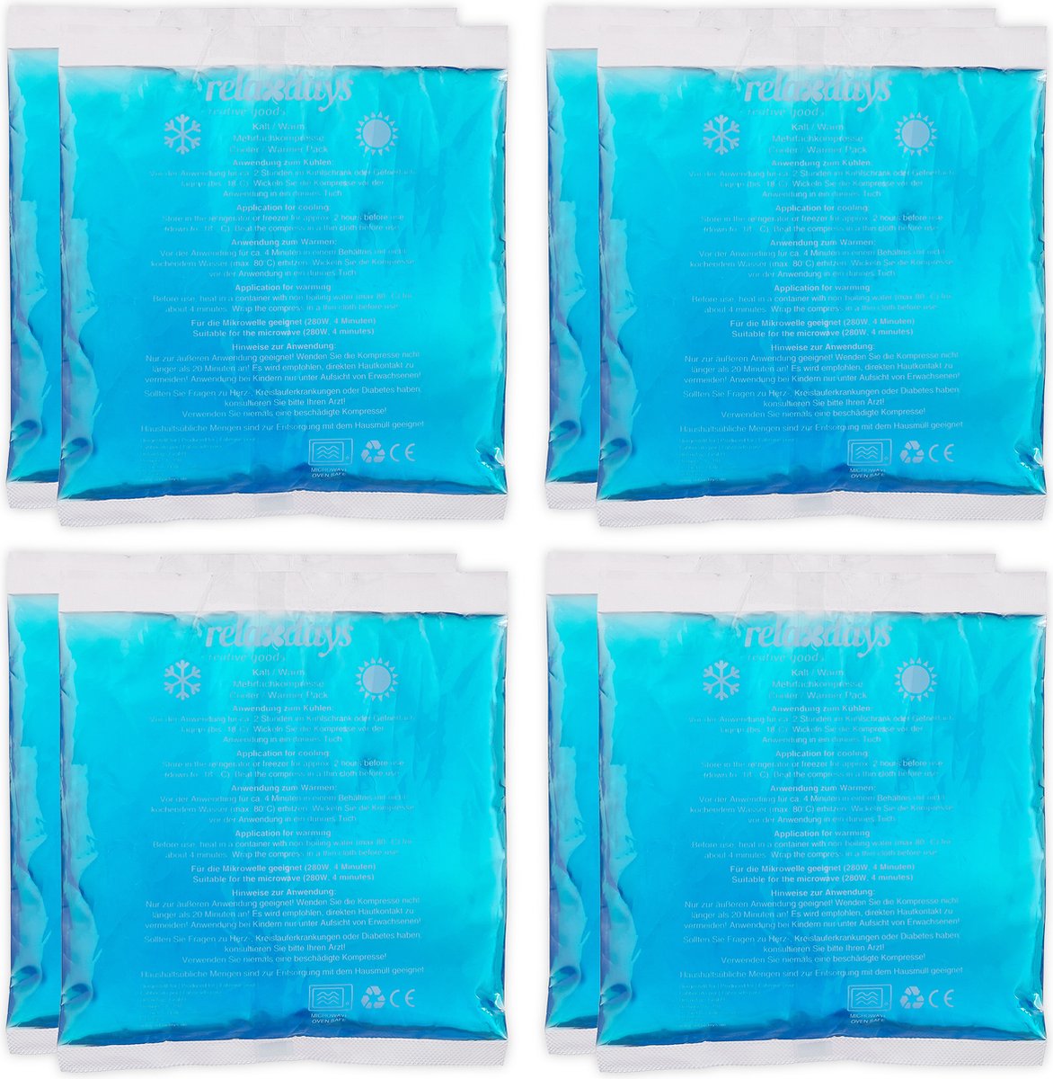 Relaxdays hot cold pack - set van 8 - kompressen - koud en warm ...