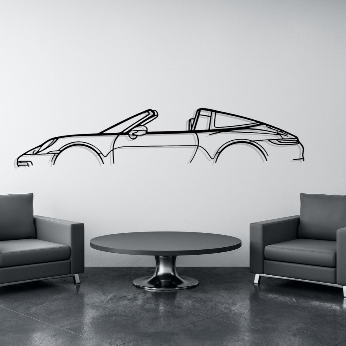 Porsche - 911 TARGA - Métal - Décoration murale - Voiture - 120cm X ...