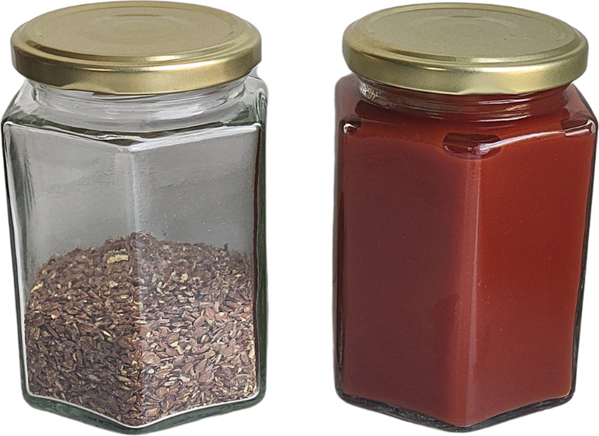 6 stuks zeshoekige weckpot glas 288ml met sluiting - weckpotjes ...