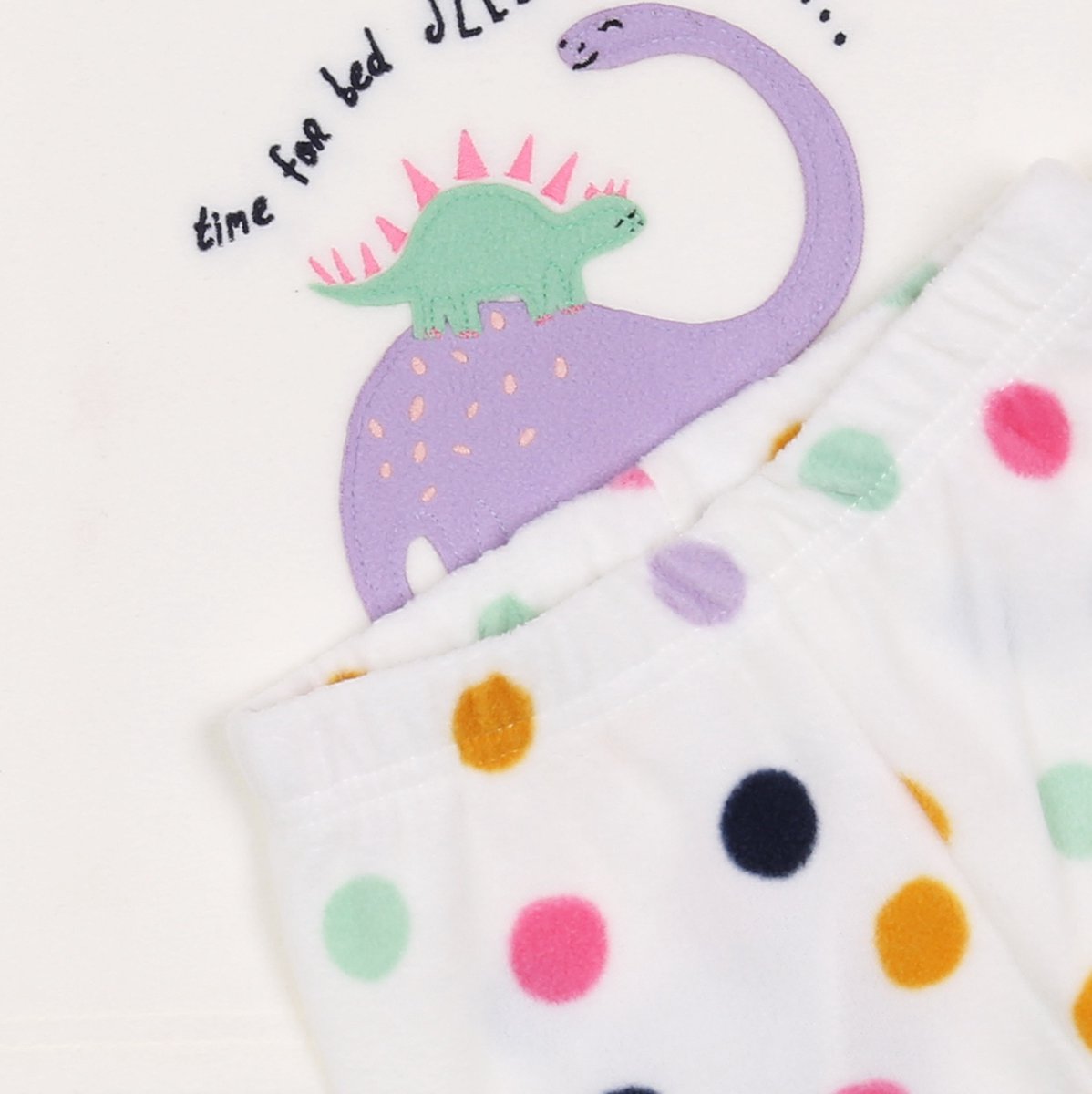 Dinosaurus - Baby witte polkadot pyjama met lange broek / 74 | bol.com