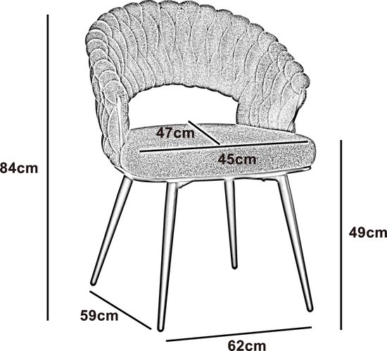 HTfurniture-Belle stitching chair-Light gray color-with black legs | bol