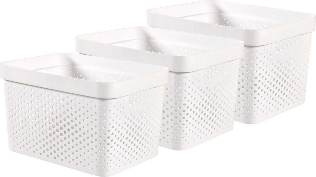 Curver Infinity Recycled Dots Opbergbox - 17L - 3 stuks - Wit | bol.com